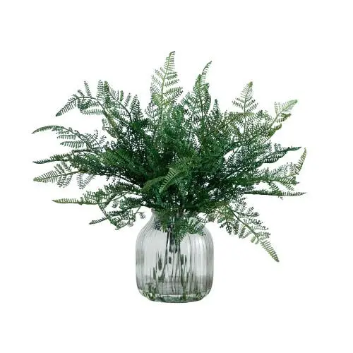 NEARLY NATURAL 17-in Artificial Forest Fern Arrangement In Glass Vase - Green