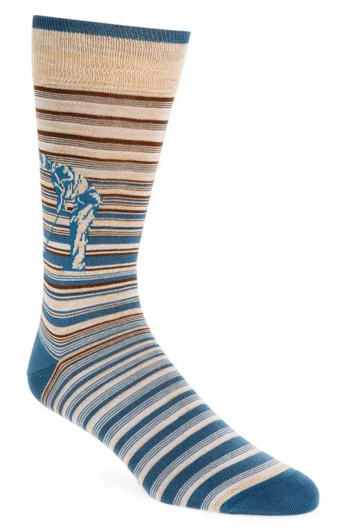 Bugatchi Mercerized Cotton Blend Dress Socks With Golf Print - Caramel