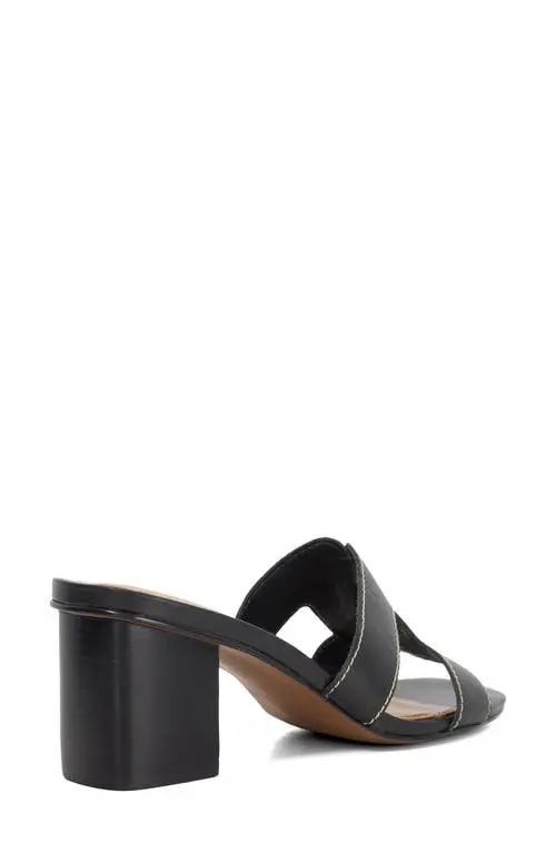 Dune London Leather Slide Sandals With Stacked Heel - Black