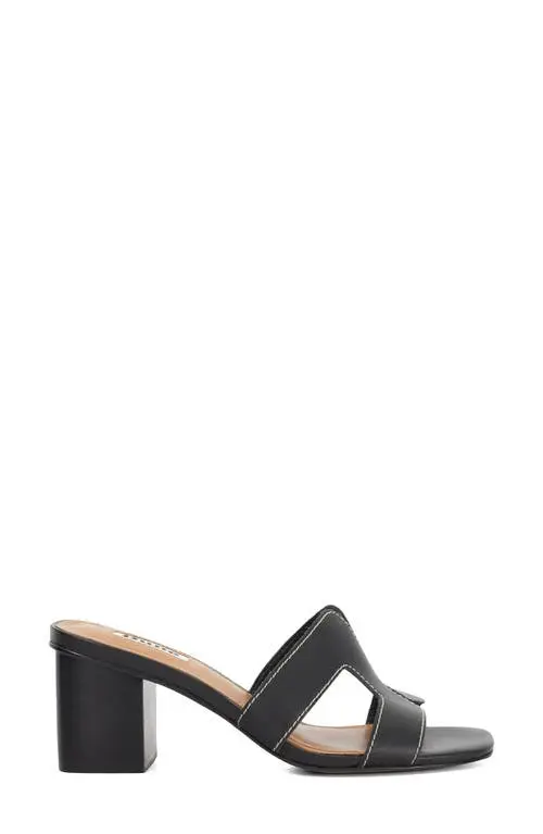 Dune London Leather Slide Sandals With Stacked Heel - Black