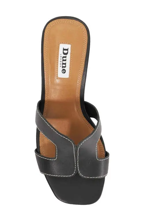 Dune London Leather Slide Sandals With Stacked Heel - Black
