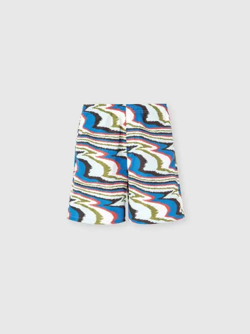 UM Long Swim Shorts With Irregular Zigzag Print