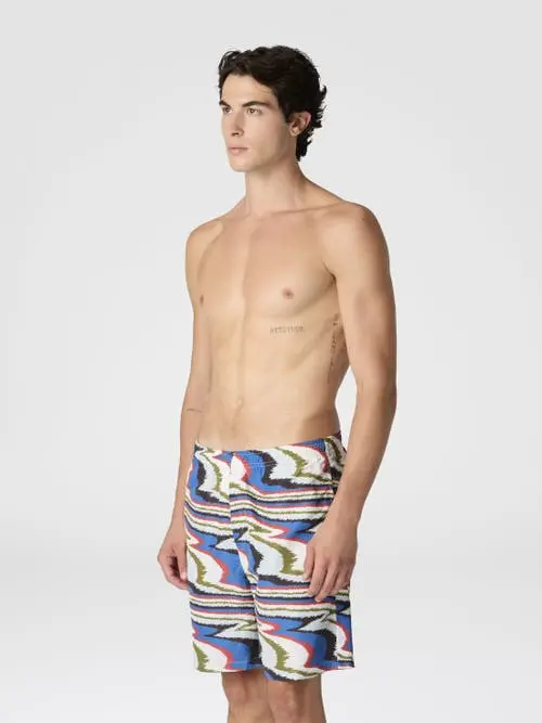 UM Long Swim Shorts With Irregular Zigzag Print