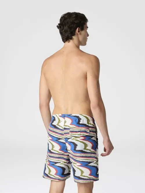 UM Long Swim Shorts With Irregular Zigzag Print