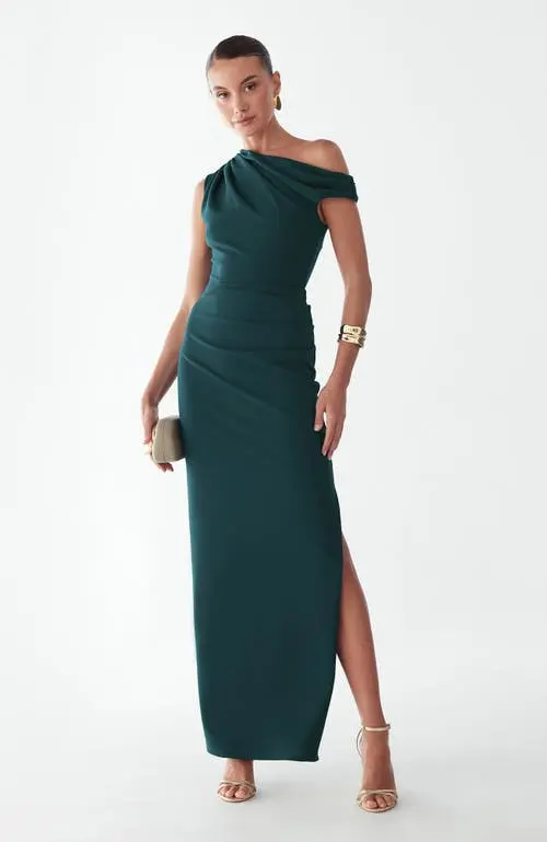 ST MRLO Raye Maxi Dress One Shoulder, Asymmetrical Neckline - Teal