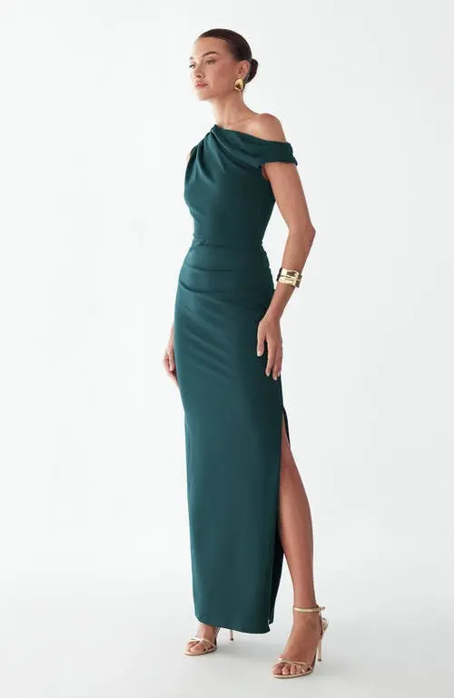 ST MRLO Raye Maxi Dress One Shoulder, Asymmetrical Neckline - Teal