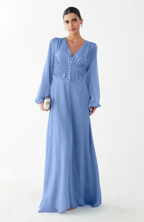 WILLA Tilly Maxi Dress With Balloon Sleeves - Periwinkle