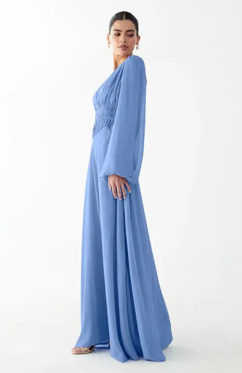 WILLA Tilly Maxi Dress With Balloon Sleeves - Periwinkle