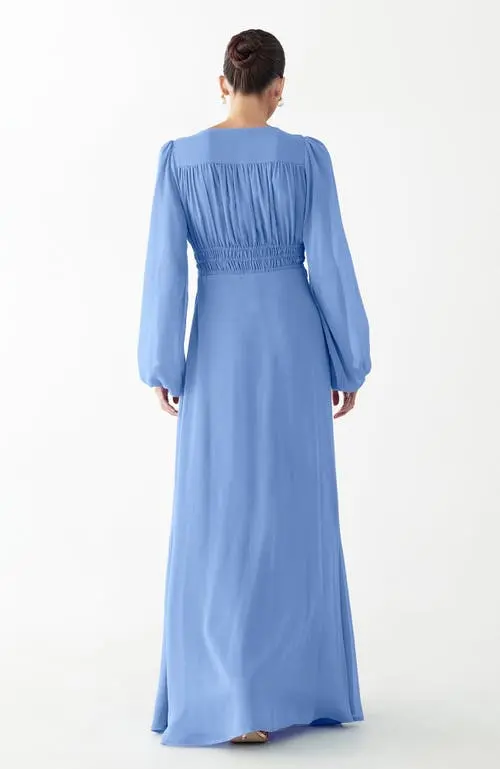 WILLA Tilly Maxi Dress With Balloon Sleeves - Periwinkle