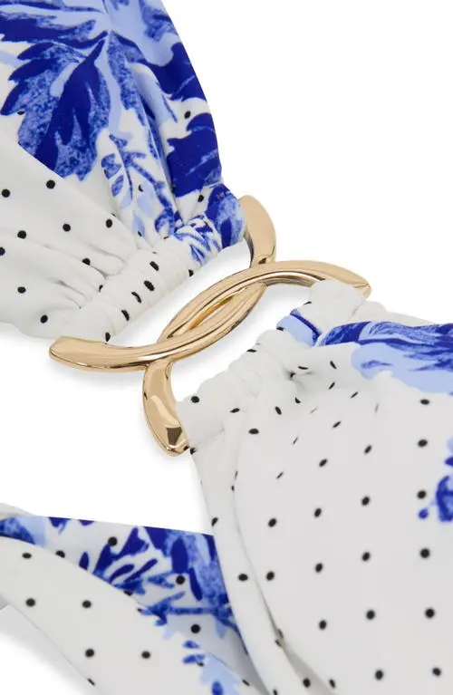REISS Embellished Hardware Bikini Top - Blue/ivory