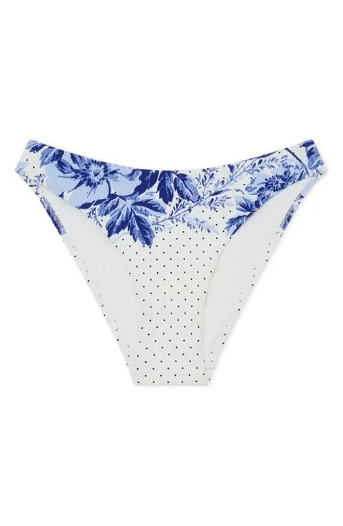 REISS Johannah High-waisted Bikini Bottoms - Blue/ivory