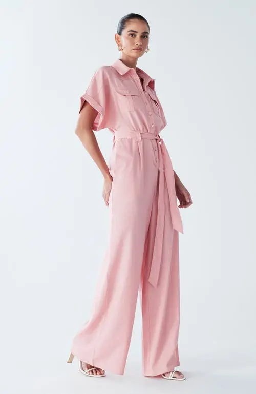 BWLDR Ara Linen Blend Jumpsuit - Pink