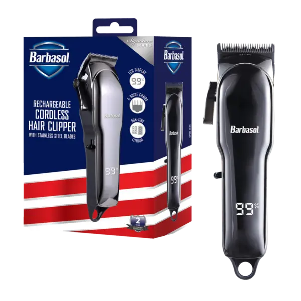 BARBASOL SHAVING Lcd Display Rechargeable Hair Clippers & 6 Clipper Guard Combs - One-color