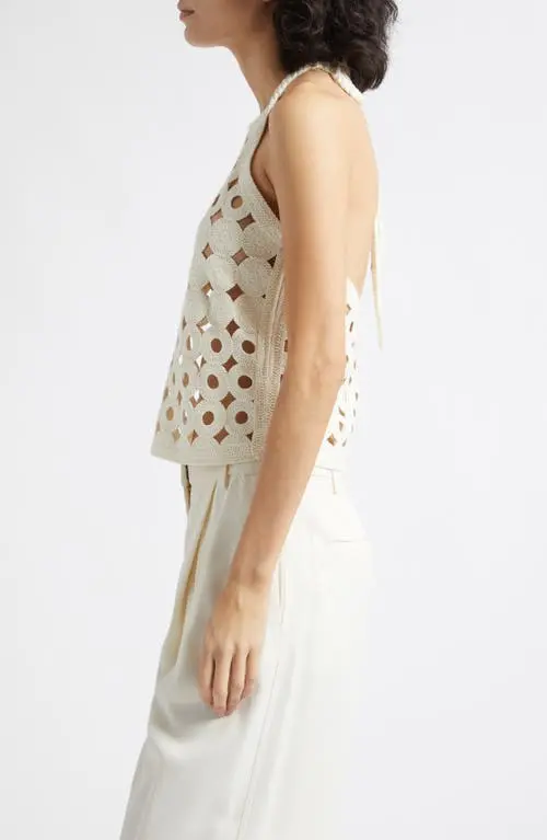 REISS Celia Crochet Cutout Halter Tank