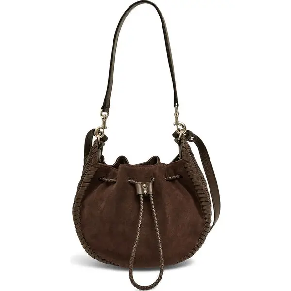 AIMEE All For Love Convertible Drawstring Bucket Bag - Fudge Suede