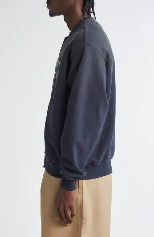 Acne Studios Logo Zip Front Cotton Blend Sweatshirt