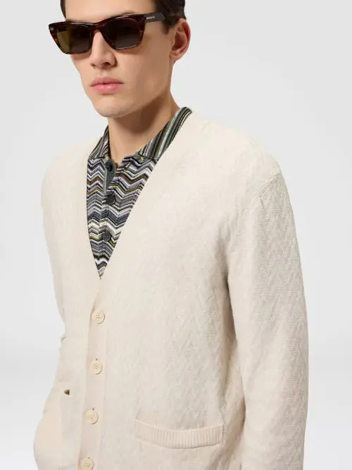 Missoni Wool And Cotton Chevron Cardigan With Pockets