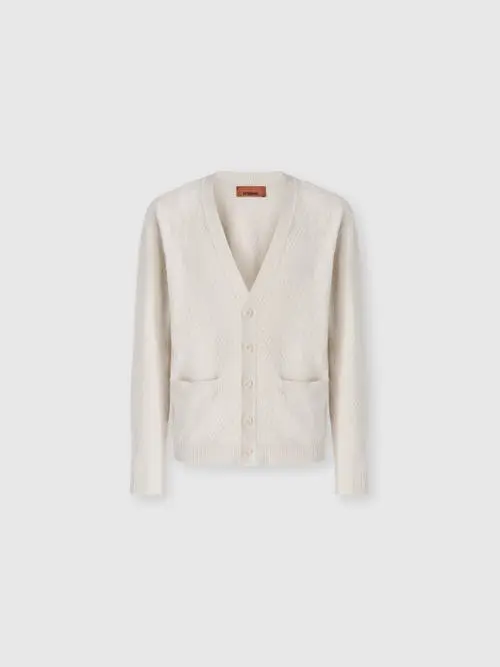 Missoni Wool And Cotton Chevron Cardigan With Pockets
