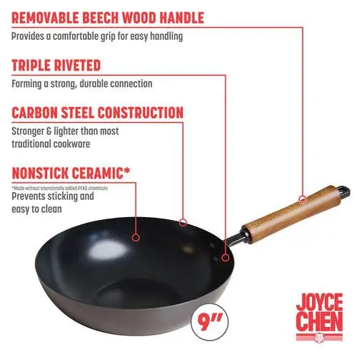 JOYCE CHEN Carbon Steel Ceramic Nonstick Stir Fry Pan
