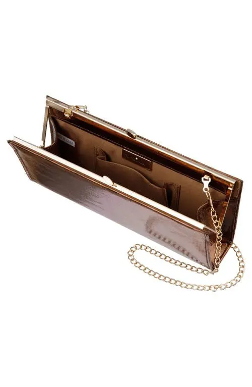 Nina Tierney Clutch With Optional Chain Strap - Bronze