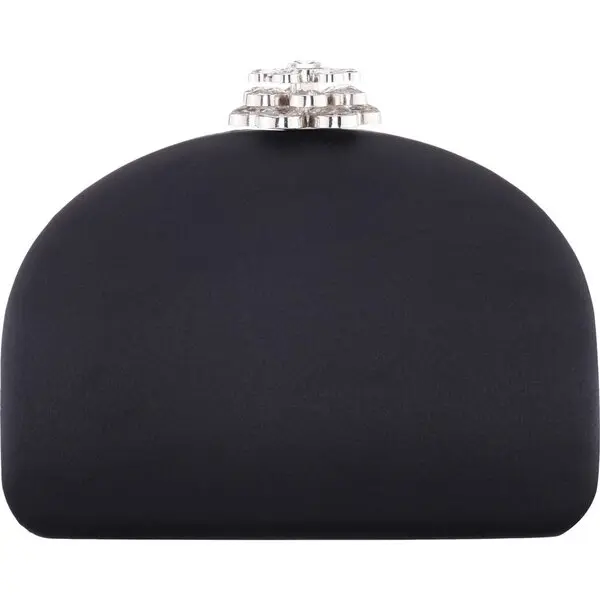 Nina Rhinestone Clasp Clutch - Black