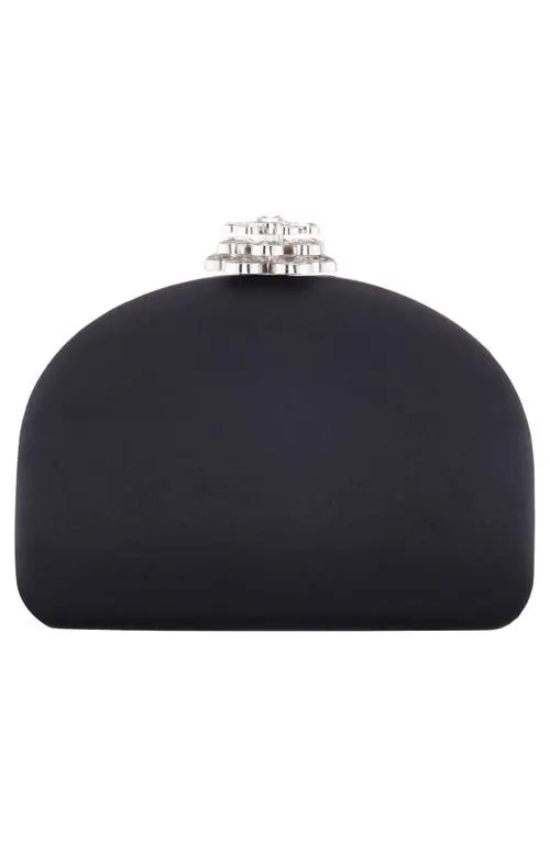 Nina Rhinestone Clasp Clutch - Black