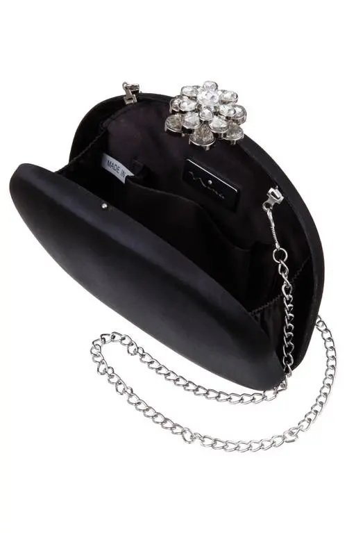 Nina Rhinestone Clasp Clutch - Black