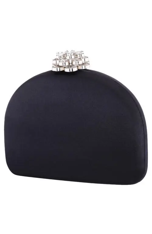 Nina Rhinestone Clasp Clutch - Black