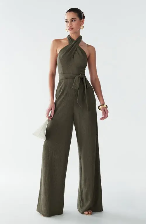 BWLDR Amber Halter Neck Wide Leg Jumpsuit
