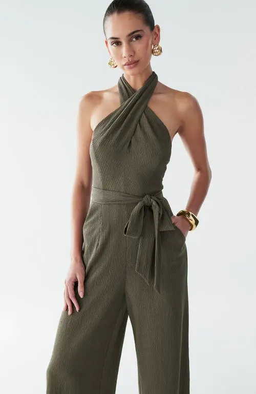BWLDR Amber Halter Neck Wide Leg Jumpsuit