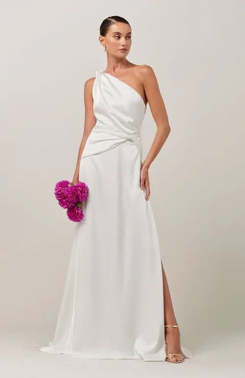 SAVEL Chiari Gown Asymmetrical Neckline, Maxi Length