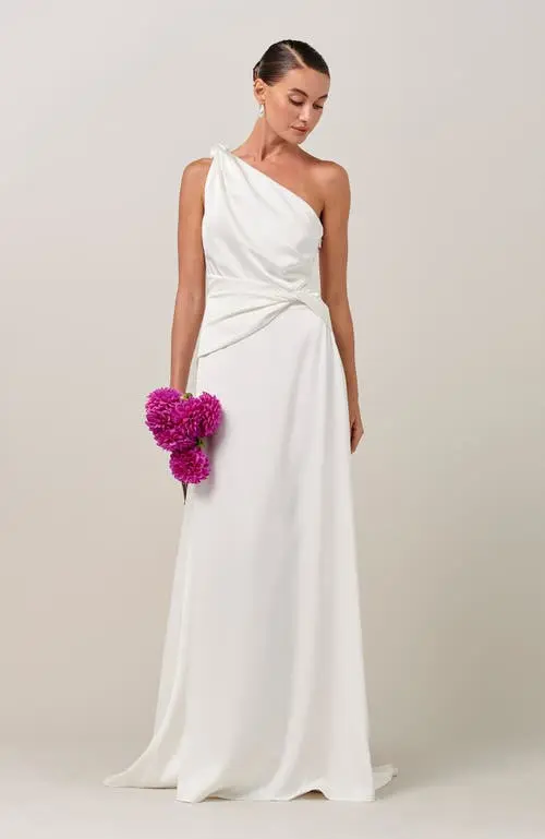 SAVEL Chiari Gown Asymmetrical Neckline, Maxi Length