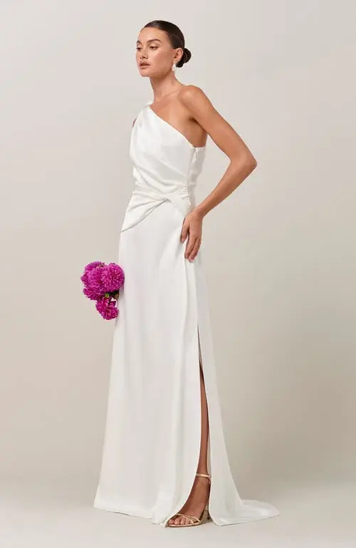 SAVEL Chiari Gown Asymmetrical Neckline, Maxi Length