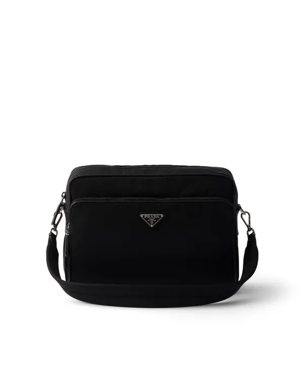 Prada Re-nylon And Saffiano Leather Shoulder Bag - Black