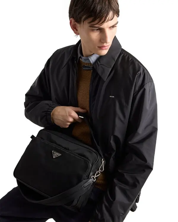 Prada Re-nylon And Saffiano Leather Shoulder Bag - Black
