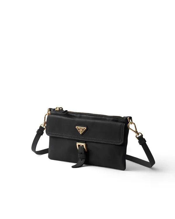 Prada Nappa Leather Wallet With Shoulder Strap - Black