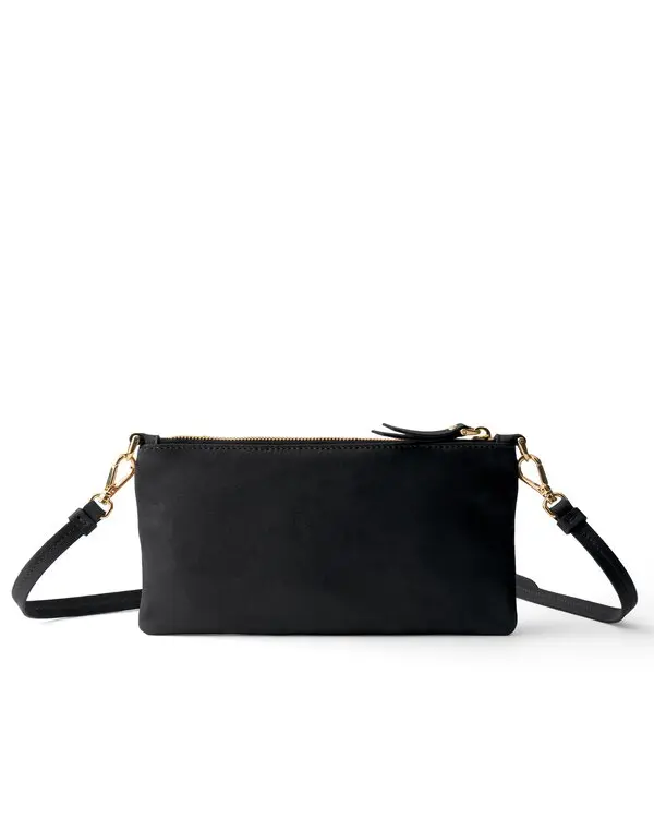 Prada Nappa Leather Wallet With Shoulder Strap - Black