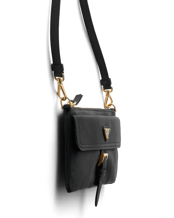 Prada Nappa Leather Wallet With Shoulder Strap - Black
