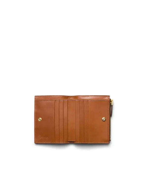 Prada Small Woven Madras Leather Wallet