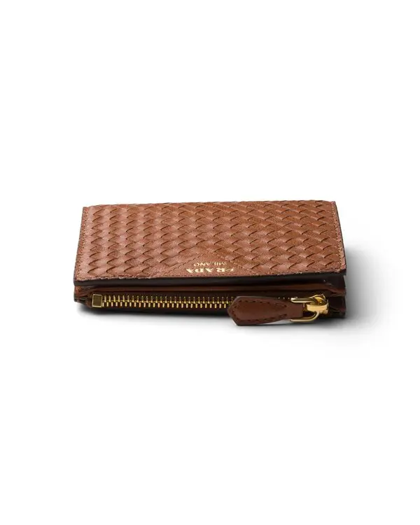 Prada Small Woven Madras Leather Wallet