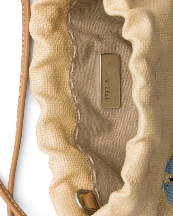 Prada Embroidered Canvas Smartphone Case - Beige/light Blue