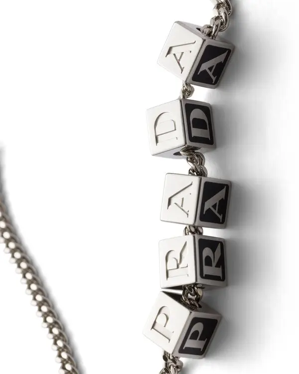 Prada Metal Bracelet With Enamel Lettering Logo
