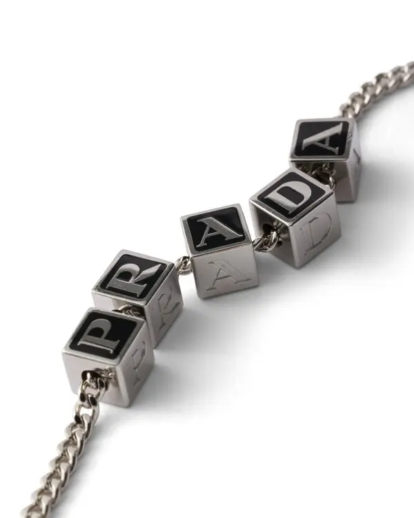 Prada Metal Lettering Logo Necklace