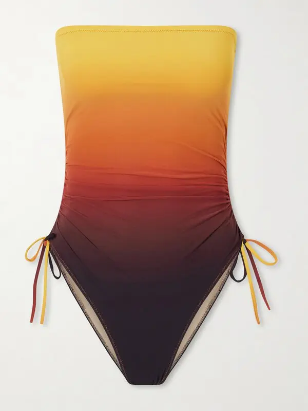 LIDO Sessantadue Strapless Ruched Dégradé Swimsuit - Orange