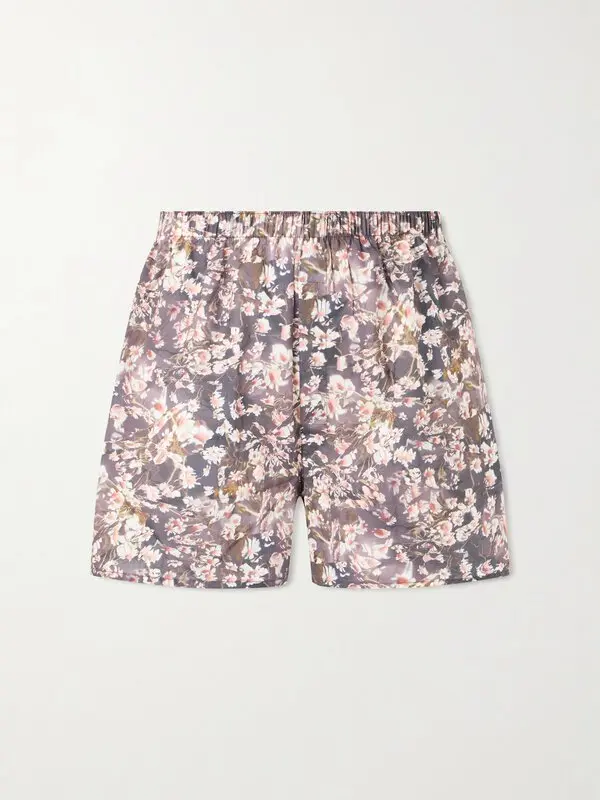 Sunspel Printed Cotton Boxer Shorts - Brown
