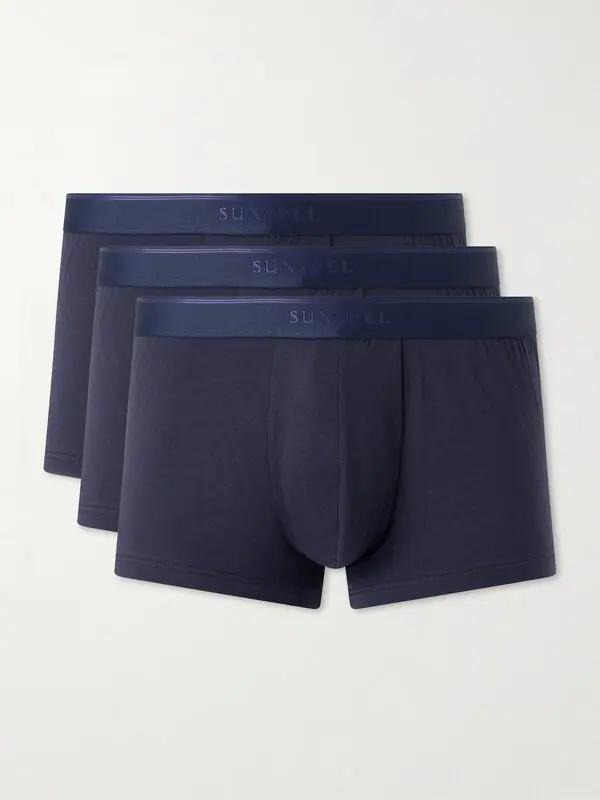 Sunspel Three-pack Stretch Cotton-blend Jersey Boxer Briefs