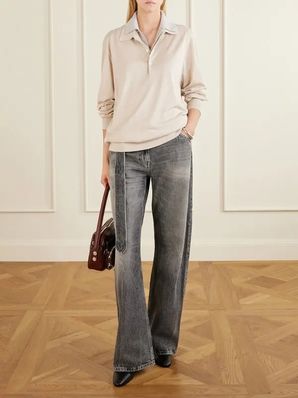 Acne Studios Layered Silk-blend Polo Sweater - Neutrals