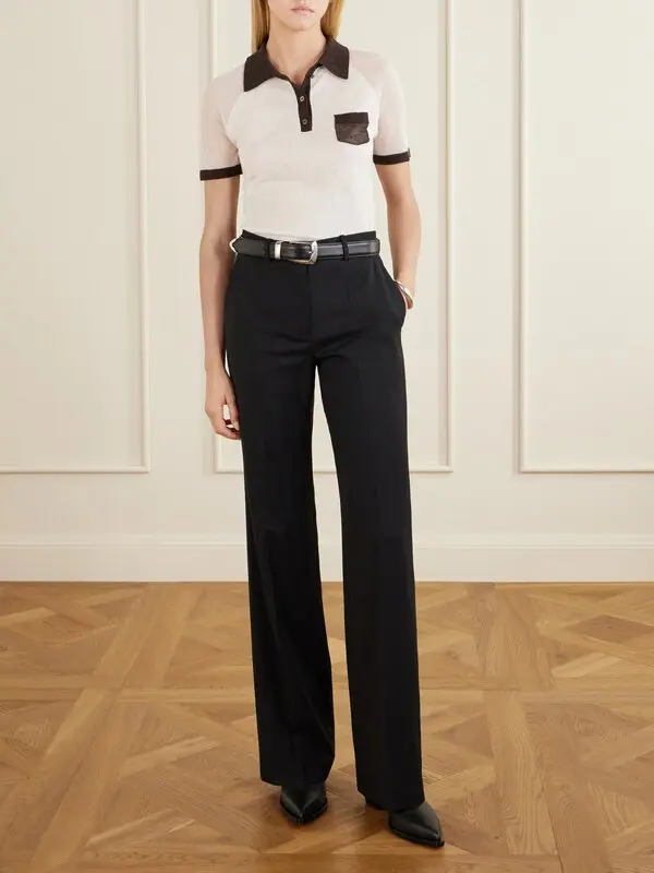 Acne Studios Color-block Lyocell And Wool-blend Jersey Polo Shirt - White