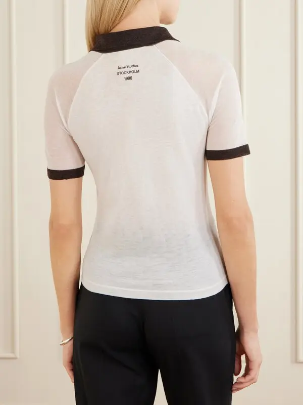 Acne Studios Color-block Lyocell And Wool-blend Jersey Polo Shirt - White
