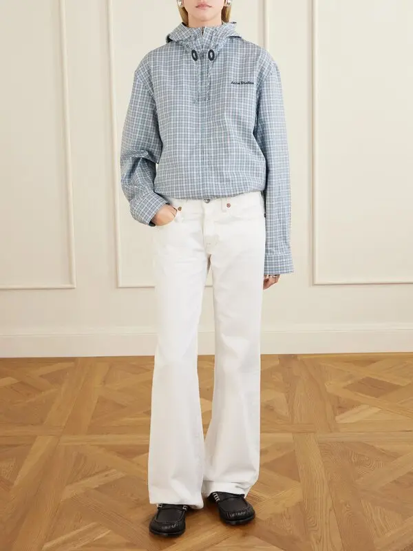Acne Studios Checked Cotton Jacket With Logo Embroidery And Hood